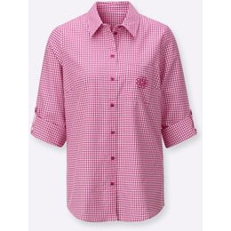 Classic Basics Damen Longbluse, rosa, Gr. 52, gemustert, kariert, 50% Baumwolle, 50% Polyester, Blusen