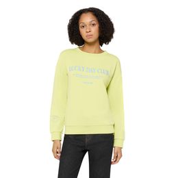 Cartoon Damen Sweatshirt "Damen mit Rippb&uuml;ndchen"patch gelb, blau, Gr. 44, Obermaterial: 78% Baumwolle, 18% Polyester, 4% Elasthan, Sweatshirts