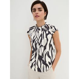 Kurzarmbluse Inspirationen, Damen, Gr. 36, schwarz, ecru, gemustert, 100% Polyester, gemustert, Blusen