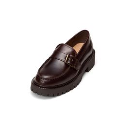 Marc O'Polo MARC O'POLO Damen Loafer "mit robuster Profil-Laufsohle", Gr. 38schwarz braun, Obermaterial: 100% Leder (Rind), unifarben, Schuhe