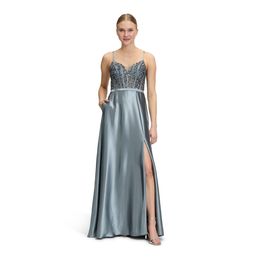 Vera Mont Damen Abendkleid "Damen mit Stickerei", grau, festlich, Gr. 44, Satin, Obermaterial: 95% Polyester, 5% Elasthan; Besatz: 100% Polyamid;