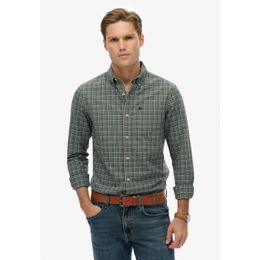 Superdry Herren Langarmhemd "PREMIUM CHECK OXFORD SHIRT"ice grün shadow grid, Gr. L, meliert, Web, Obermaterial: 100% Baumwolle, Hemden