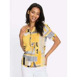 Classic Basics Damen Kurzarmshirt "Kurzarm-Shirt", gelb, Gr. 50, gemustert, mehrfarbig, 100% Baumwolle, Shirts
