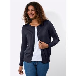 Casual Looks Damen Strickjacke, blau, Gr. 46, unifarben, 100% Baumwolle, Strickjacken