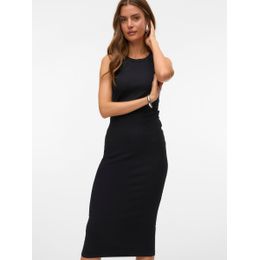 Véro Moda VERO MODA Damen Maxikleid "VMLAVENDER SL CALF DRESS NOOS", schwarz, Gr. XS, unifarben, Rippware, Obermaterial: 95% Baumwolle, 5% Elasthan, Kleider,