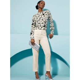 CR&Eacute;ATION L Druckbluse CREATION L, Damen, Gr. 48, wei&szlig; (champagner, graphit, bedruckt), 100% Viskose, gebl&uuml;mt, gemustert, mehrfarbig, Blusen Druckbluse