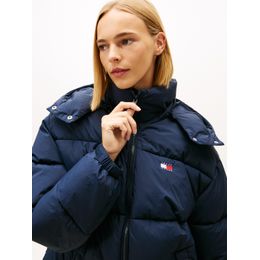 Tommy Jeans Damen Steppjacke "TJW OVS HOODED FLAG PUFFER EXT", blau, Gr. 4XL, unifarben, Steppware, Obermaterial: 100% Nylon, Jacken