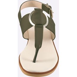 Heine Damen Zehentrenner, Gr. 41khaki, Glattleder, Leder, Rindsleder, Schuhe