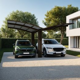 XIMAX Doppelcarport 'Portoforte Typ 80 Y-Ausf&uuml;hrung' Aluminium mattbraun 543 x 495 x 298 cm