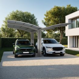XIMAX Doppelcarport 'Portoforte Typ 80 Y-Ausf&uuml;hrung' Aluminium edelstahlfarben 543 x 495 x 298 cm