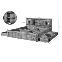 Bett mit Schublade Mango 160x200 braun lackiert RAILWAY #471