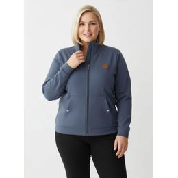sheego Gro&szlig;e Gr&ouml;&szlig;en Shirtjacke mit K&auml;nguru-Taschen, rauchblau, Gr&ouml;&szlig;e 46 - Damen