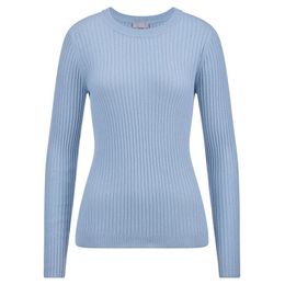 Peter Hahn - Rundhals-Pullover, blau, Gr. 44 / L - Seide