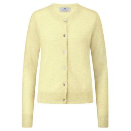 Peter Hahn - Strickjacke mit Rundhals-Ausschnitt, gelb, Gr. 46 / L - Kaschmir