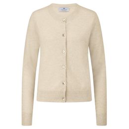 Peter Hahn - Strickjacke mit Rundhals-Ausschnitt, beige, Gr. 42 / M - Kaschmir