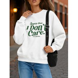 GORHEY Pullover 'Wo's Crew Neck Oversized Sweatshirt with Slogan Print' Damen Gr&ouml;&szlig;e XS wei&szlig;