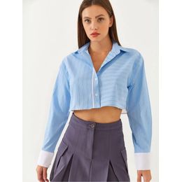 Bianco Lucci Bluse Damen Gr&ouml;&szlig;e M nachtblau / hellblau / wei&szlig;