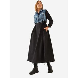Bianco Lucci Kleid Damen Gr&ouml;&szlig;e 36 blue denim / schwarz Winterkleid