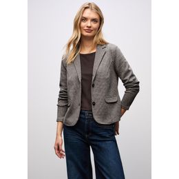 Kurzblazer Street One, Damen, Gr. 40, schwarzest braun, Web, Obermaterial: 61% Baumwolle, 37% Polyester, 2% Elasthan; Futter: 100% Polyester, unifarben, normal normal, V-Ausschnitt, abgesteppt, Blazer Kurzblazer, mit Reverskragen