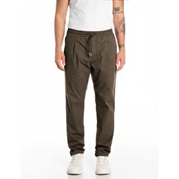 Schlupfhose Replay "Regular Fit", Herren, Gr. 32, Länge 34, grün (schwarz olive), Obermaterial: 97% Baumwolle, 3% Elasthan, regular fit lang, Hosen Schlupfhose, mit elastischem Bund