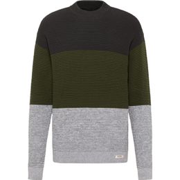 Sweatshirt Mustang "Style Evesham", Herren, Gr. M, grau (mid grau melange), Sweatware, Obermaterial: 100% Baumwolle, meliert, regular fit taillenbedeckt, Rundhals, Bündchen, Sweatshirts Sweatshirt, mit Colour Blocking