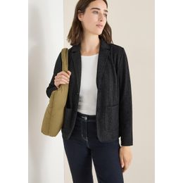 Kurzblazer Cecil, Damen, Gr. M (40), schwarz, Web, Obermaterial: 79% Polyester, 18% Viskose, 3% Elasthan, unifarben, tailliert h&uuml;ftbedeckend, tiefer V-Ausschnitt, Blazer Kurzblazer