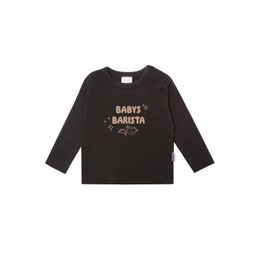 Langarmshirt Liliput "Baby Barista", Mädchen, Gr. 62/68, grau (anthrazit), 100% Baumwolle, bedruckt, Rundhals, Shirts Langarmshirt, mit praktischen Druckknöpfen auf der Schulter