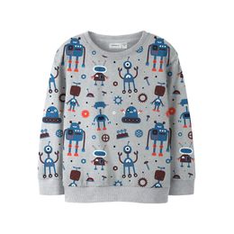 name it Sweatshirt 'NMMTino' Jungen Gr&ouml;&szlig;e 98 dunkelblau / schoko / hellgrau / schwarz