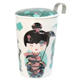 eigenart Teetasse "Teaeve - Sweet Little Geisha" in Weiß/ Türkis - 350 ml - 10% | Gedeckter-tisch