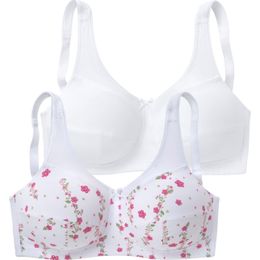 Petite Fleur Damen Entlastungs-BH bedruckt+weiß Größe 85C