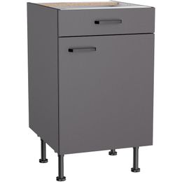 KOCHSTATION Unterschrank &raquo;KS-Paula&laquo; 50 cm breit, 87 cm hoch, mit 1 Schubkasten, 1 T&uuml;r, 1 Einlegeboden anthrazit/anthrazit anthrazit