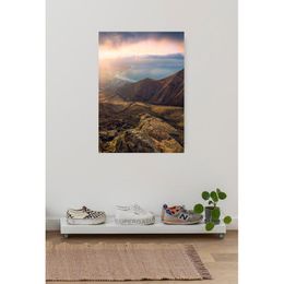 Komar Leinwandbild &raquo;Cliffs of Famara - Gr&ouml;&szlig;e 40 x 60 cm&laquo; Baum Berge Blumen Bl&auml;tter Foto Jahreszeiten Landschaft Meer Natur Palmen Strand Packung, 1 Stk. tlg