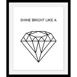 queence Bild &raquo;Diamant&laquo; Liebesspr&uuml;che Motivationsbilder Schriftzug Schwarz-Wei&szlig; HD Premium Poster-Druck inkl. Holzrahmen schwarz Acrylglas, Holz, 