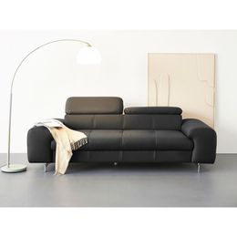 COTTA 3-Sitzer &raquo;Chef&laquo; Big-Sofa mit Kopfteilverstellung, edle Metallkufen Black