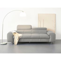 COTTA 3-Sitzer &raquo;Chef&laquo; Big-Sofa mit Kopfteilverstellung, edle Metallkufen grau Luxus-Microfaser (100% Polyester);Softlux -Kunstleder;NaturLEDER (echtes