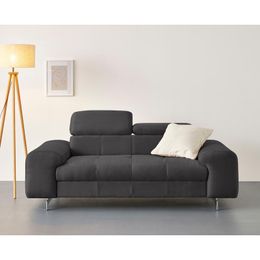 COTTA 2-Sitzer &raquo;Chef&laquo; Big-Sofa mit Kopfteilverstellung, edle Metallkufen braun Softlux -Kunstleder;NaturLeder (echtes Rindsleder);Luxus-Microfaser (