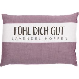 Herbalind Kr&auml;uterkissen &raquo;F&uuml;hl dich gut Lavendel-Hopfenkissen 5021&laquo; aubergine/wei&szlig;