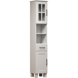 Welltime Hochschrank »Ulea« 1 Stk. tlg. Badschrank aus Massivholz mit Schubkasten - Maße (B/T/H) 33/30/180 cm Weiß lackiert