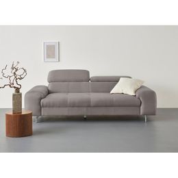 COTTA 3-Sitzer &raquo;Chef&laquo; Big-Sofa mit Kopfteilverstellung, edle Metallkufen grau Luxus-Microfaser (100% Polyester);Softlux -Kunstleder;NaturLEDER (echtes