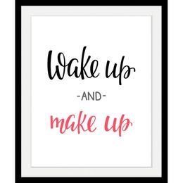 queence Bild &raquo;Wake up&laquo; Fashion Motivationsbilder Schriftzug Schwarz-Wei&szlig; HD Premium Poster-Druck inkl. Holzrahmen bunt Acrylglas, Holz, Papier