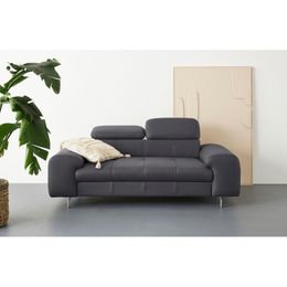 COTTA 2-Sitzer &raquo;Chef&laquo; Big-Sofa mit Kopfteilverstellung, edle Metallkufen braun Softlux -Kunstleder;NaturLeder (echtes Rindsleder);Luxus-Microfaser (