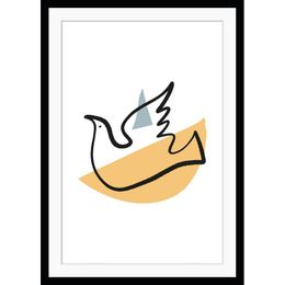 queence Bild &raquo;Friedenstaube&laquo; Abstrakt Peace-Zeichen Religion Vogelbilder V&ouml;gel HD Premium Poster-Druck inkl. Holzrahmen bunt Acrylglas, Holz, Papier