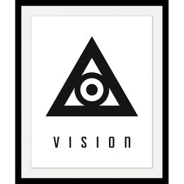 queence Bild &raquo;Vision&laquo; Motivationsbilder Schriftzug Schriftz&uuml;ge Schwarz-Wei&szlig; HD Premium Poster-Druck inkl. Holzrahmen schwarz Acrylglas, Holz, Papier