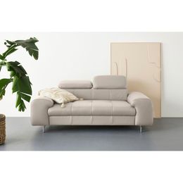 COTTA 2-Sitzer &raquo;Chef&laquo; Big-Sofa mit Kopfteilverstellung, edle Metallkufen beige Softlux -Kunstleder;NaturLeder (echtes Rindsleder);Luxus-Microfaser (