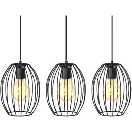 B.K.LICHT Pendelleuchte »BK_PL1461 Retro-Pendellampe, Metall, Schwarz« E27 1 Stk. E27-Fassung, 3-flammig, ohne Leuchtmittel, L:70cm schwarz