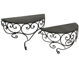 AMBIENTE HAUS Deko-Wandregal &raquo;Wandregal-Set aus Eisen 45cm&laquo; 1 Stk. tlg. antikschwarz