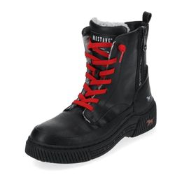 Mustang Shoes Schnürstiefelette »Stiefelette Leder/Textil« Schwarz 36 36 Verschluss: Schnürung