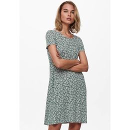 Only Minikleid »ONLBERA BACK LACE UP S/S DRESS JRS NOOS« Sommerkleid balsam green w. white flower M - N-Gr N-Gr M Bequemes Minikleid aus...