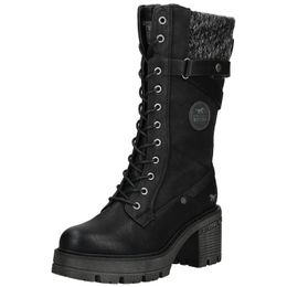 Mustang Shoes Schn&uuml;rstiefel &raquo;Stiefel Lederimitat/Textil&laquo; Schwarz 42 42 Verschluss: Schn&uuml;rung