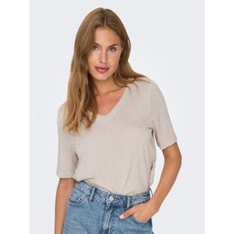 Only Kurzarmshirt »ONLELISE S/S V-NECK TOP JRS NOOS« Moonbeam XS XS Basic Shirt von Only